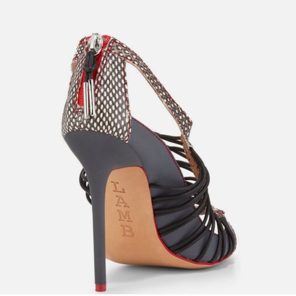 L.A.M.B. | Shoes | Lamb Raivyn Leather Snake Red Heels | Poshmark